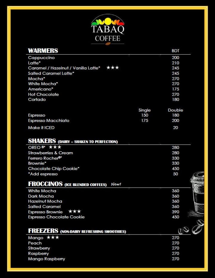 Menu – Tabaq Coffee
