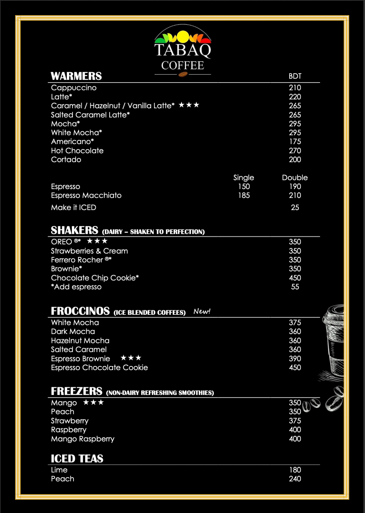 Menu – Tabaq Coffee