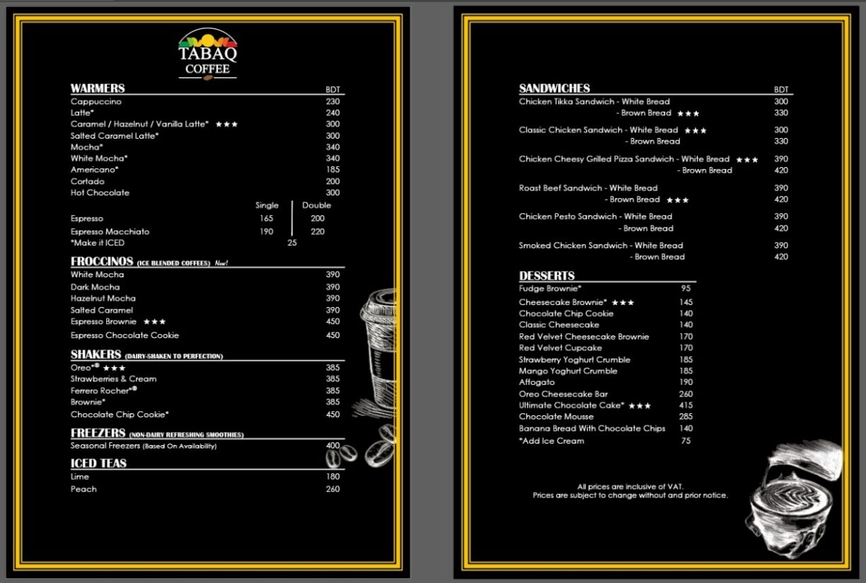 Menu – Tabaq Coffee