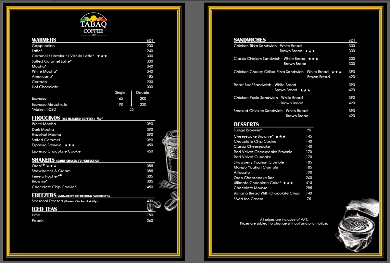 Menu – Tabaq Coffee
