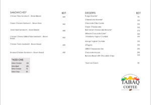 Menu – Tabaq Coffee
